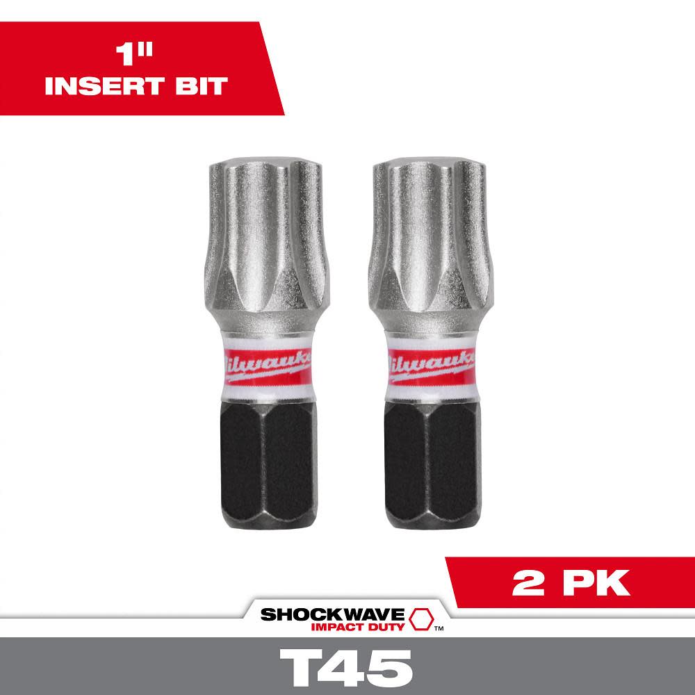 Milwaukee SHOCKWAVE Impact Duty 1" T45 Insert Bits 2Pk 48-32-4991 ...