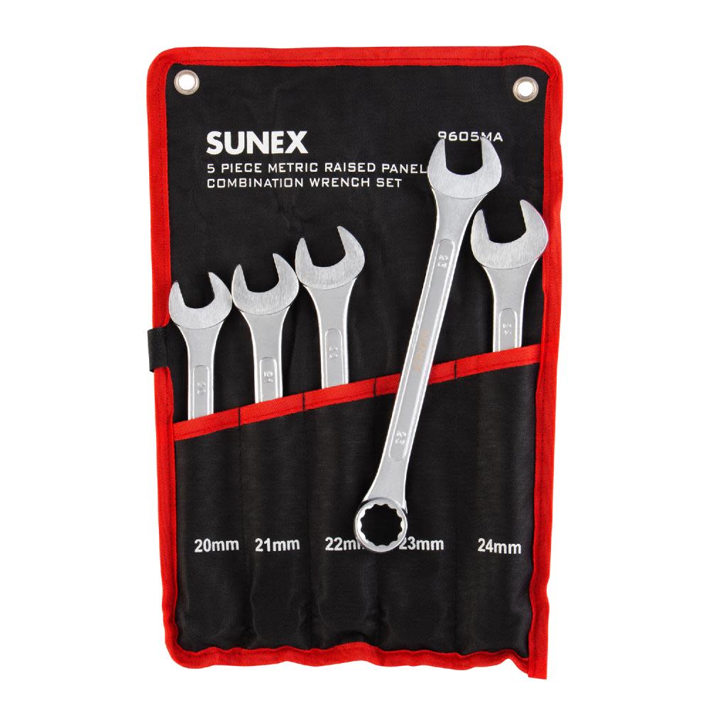 Sunex Metric Raised Panel Combination Wrench Set 5pc 9605MA - Acme Tools