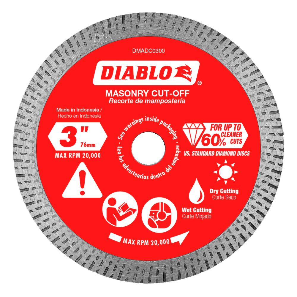 Diablo Tools 3 Inch Diamond Continuous Rim Cut Off Discsfor Masonry ...