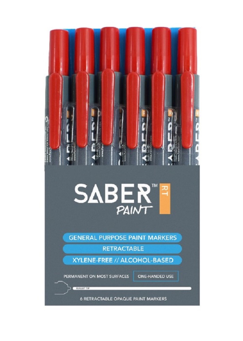 FARO Saber Retractable Paint Marker, Red, 6 Pack 59136 - Acme Tools