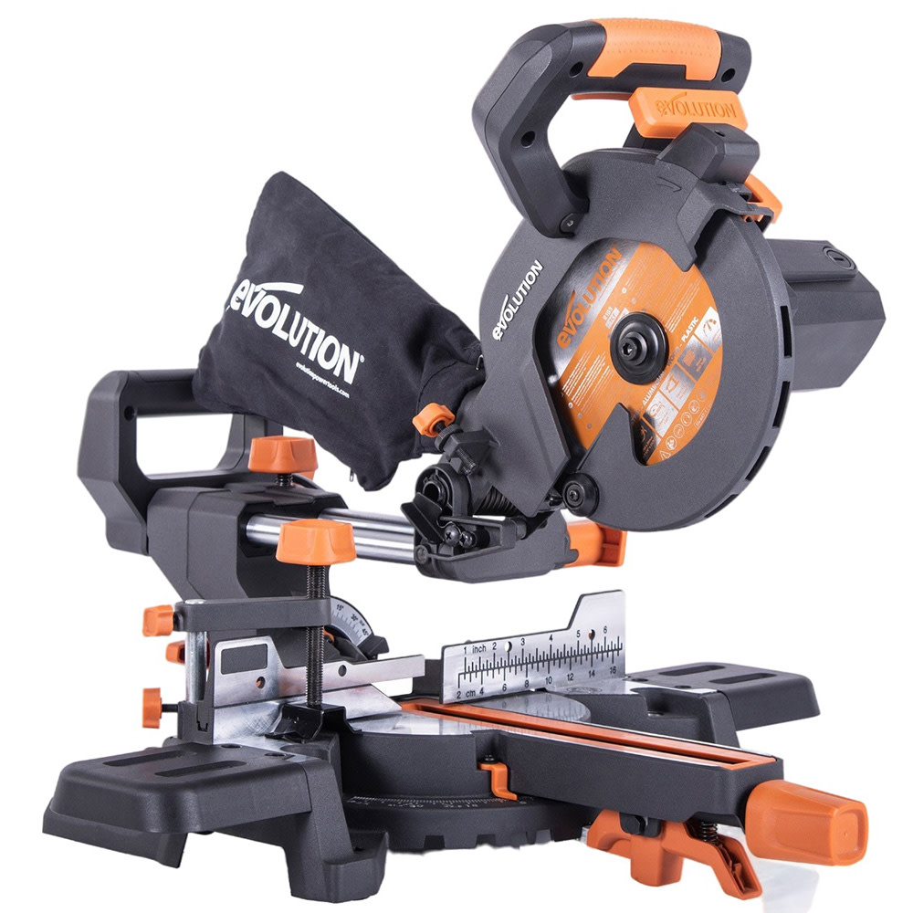 Evolution Power Tools 230V 10A 3700 Rpm 185 mm Sliding Compound Miter ...
