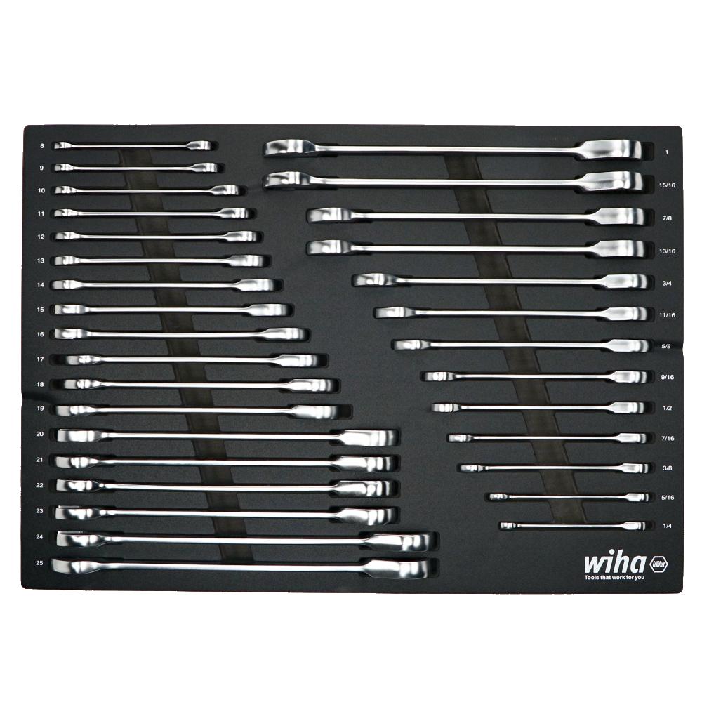 Wiha Ratcheting Wrench Tray Set, SAE & Metric, 31 Pieces 30392 - Acme Tools