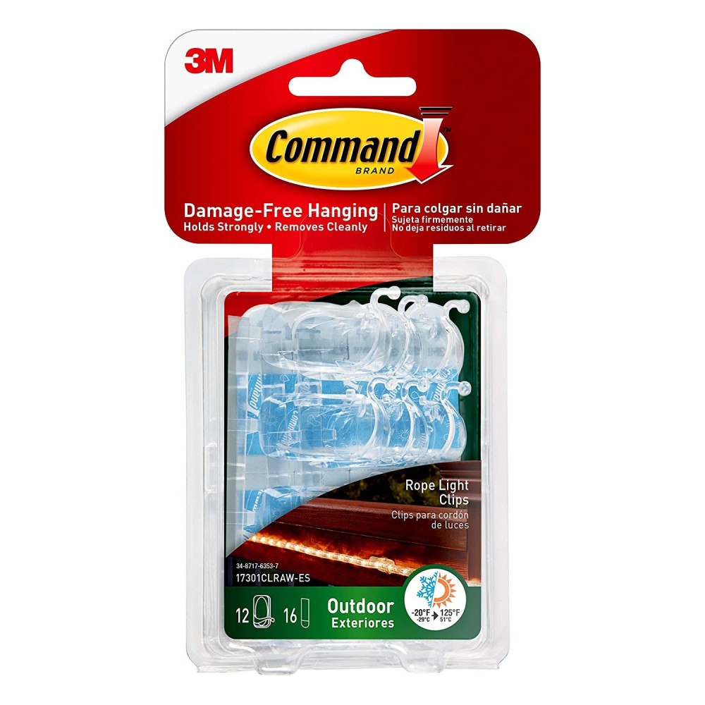 3M Command Small Clear Outdoor Rope Light Clip 5000485 - Acme Tools