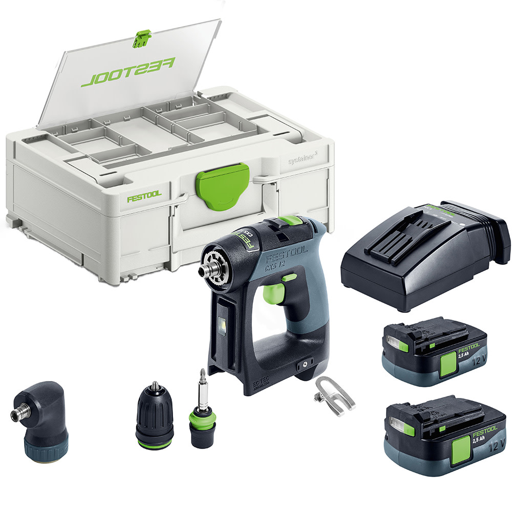 Festool Cordless 10.8V Battery-Powered Drill CXS 12 2,5-Set 576869 ...