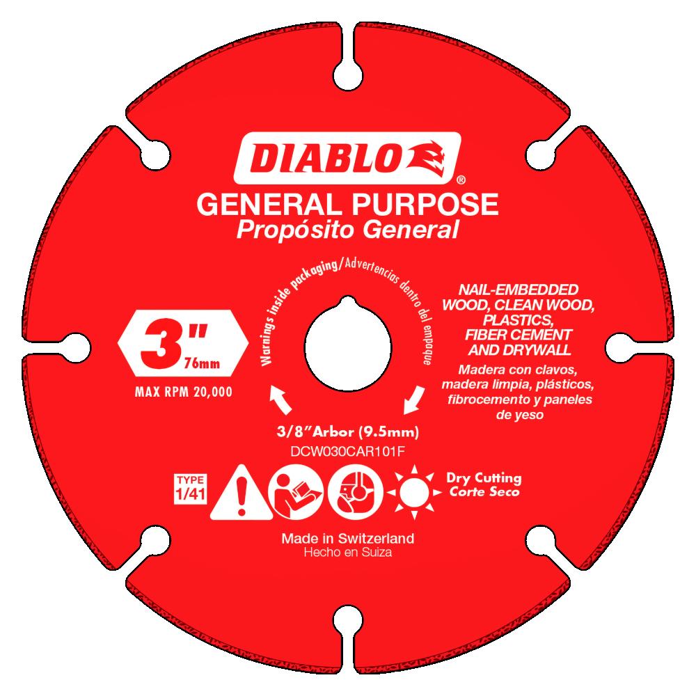 Diablo Tools 3 Inch Carbide Grit Cut Off Wheel for Multi Materials ...