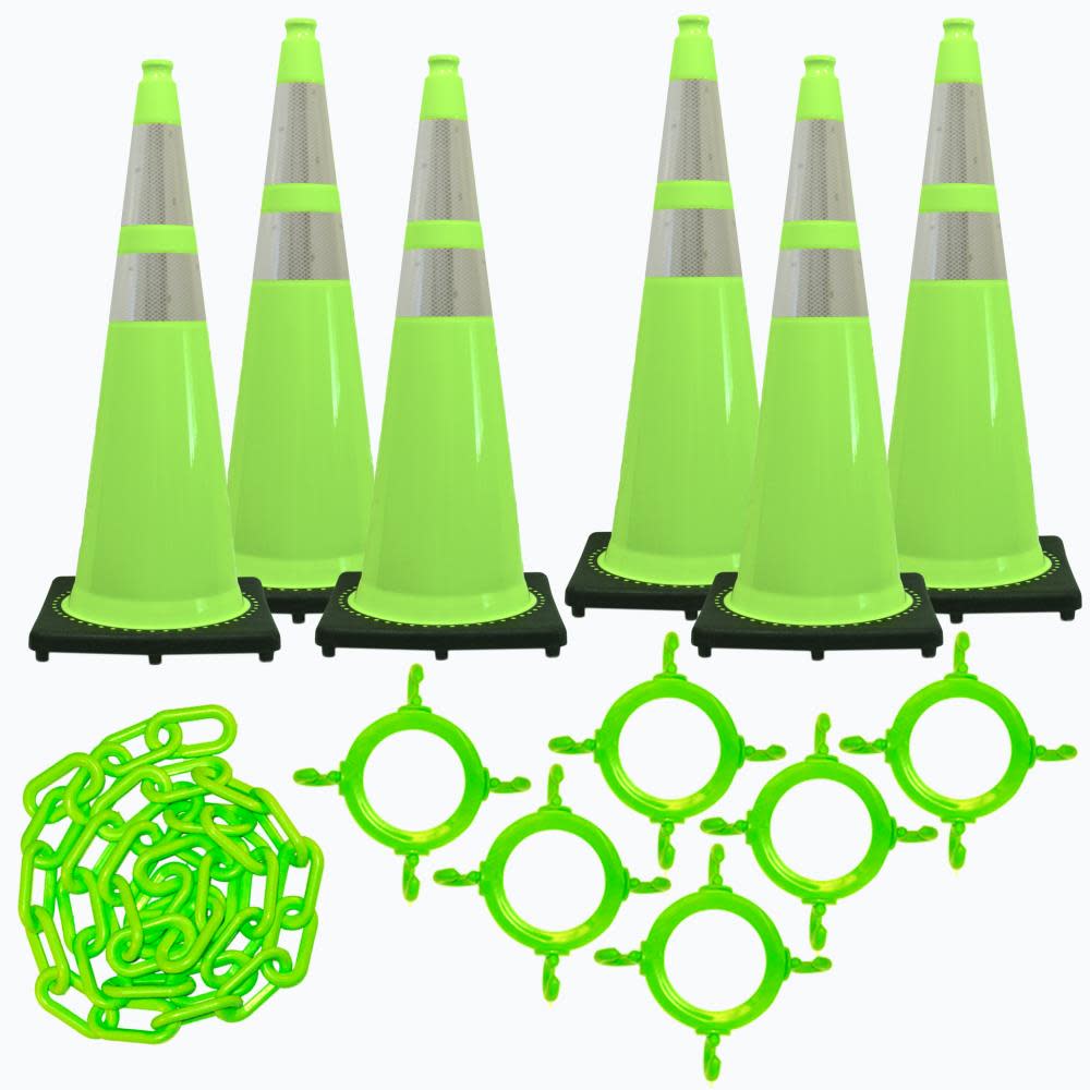 Mr Chain 36in Safety Green Reflective Traffic Cone and Chain Kit 97277 ...