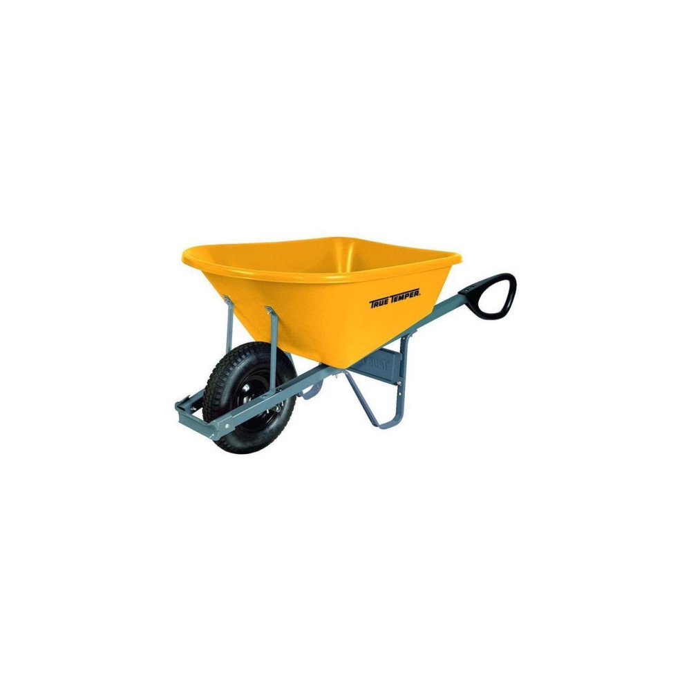 True Temper 6 Cu Ft. Poly Tray Wheelbarrow with Total Control Handles ...