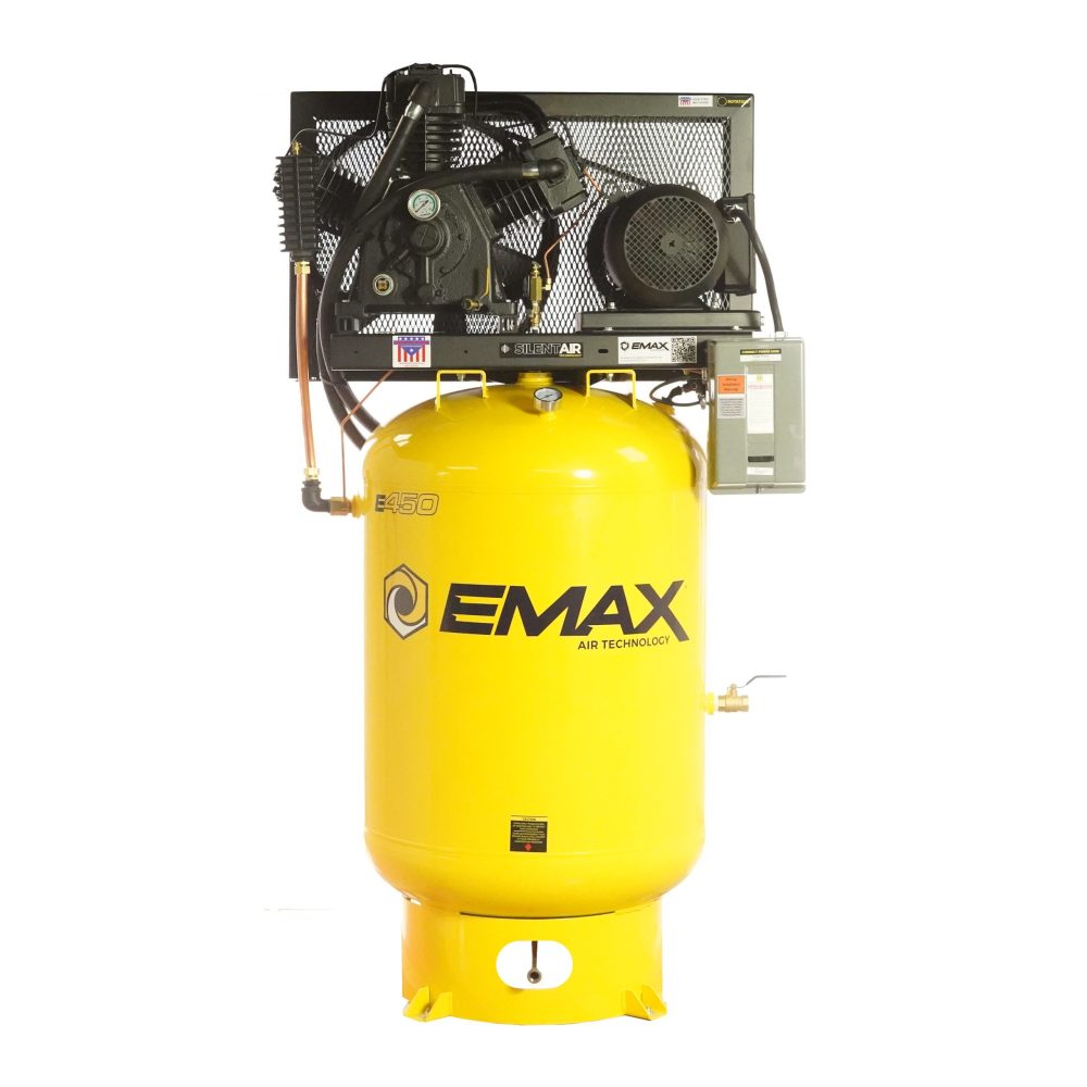 EMAX 120 Gallon 175 Psi 230/460V 3-Phase 15HP Vertical Air Compressor ...