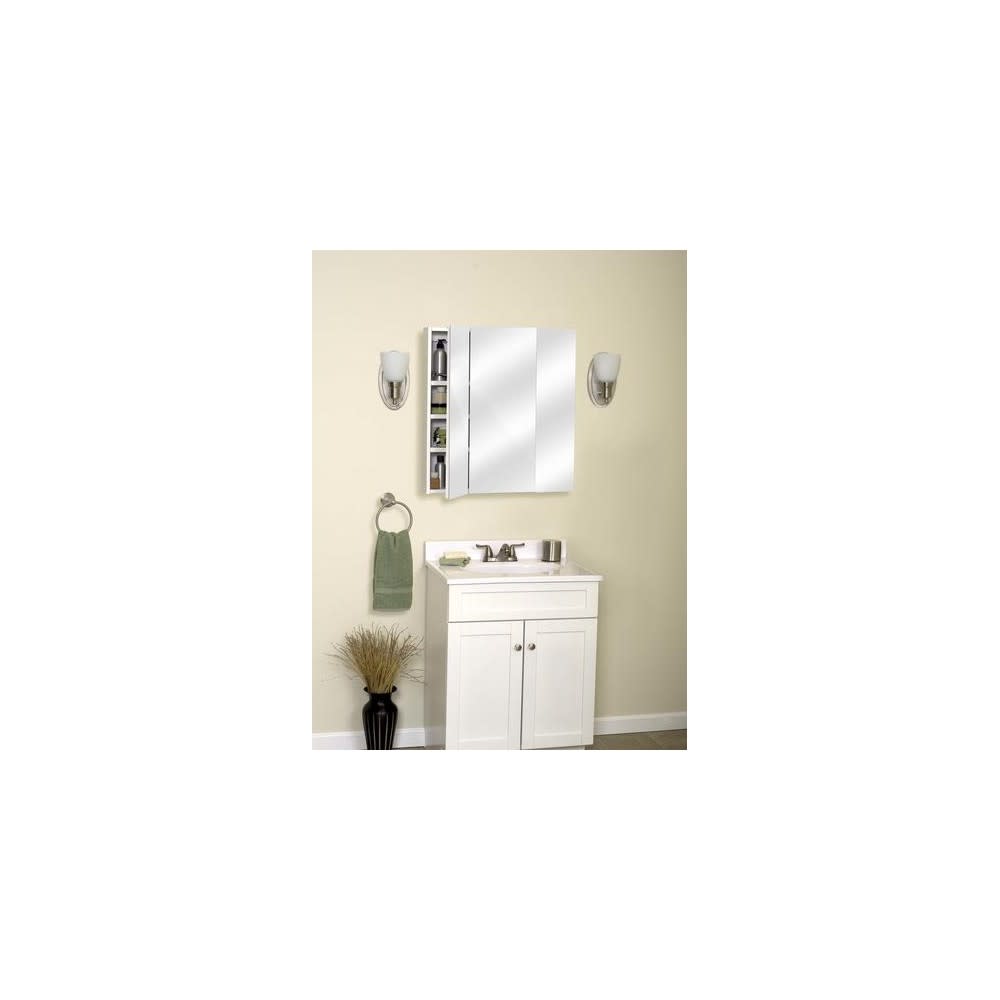 Zenith White Wood Tri-View Mirrored Frameless Medicine Cabinet 15552003 - Acme Tools